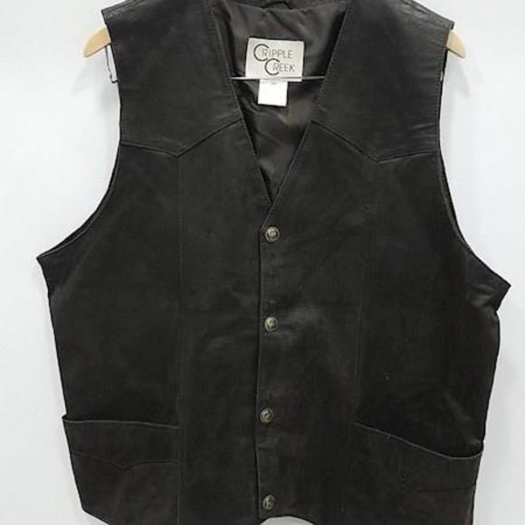 Cripple Creek | Jackets & Coats | Cripple Creek Dark Brown Leather Vest Xxl | Poshmark